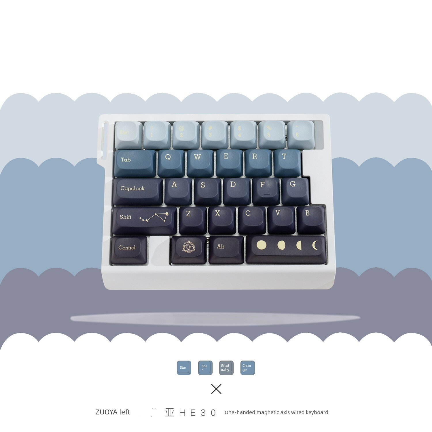 Игровая клавиатура HE30 для левшей, магнитная, проводная, для киберспорта, RTS, FPS, с функцией экстренной остановки,