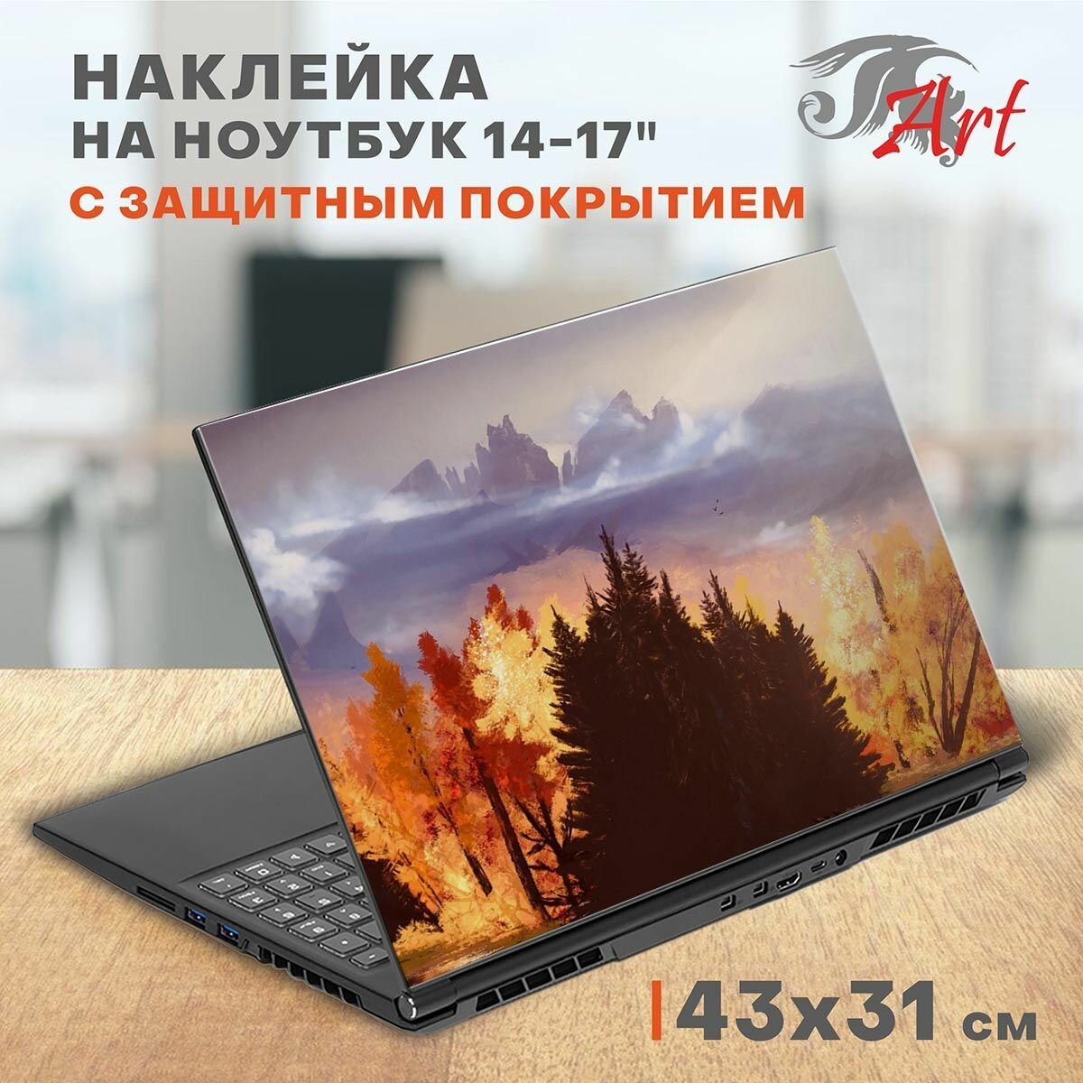 Наклейка на ноутбук виниловая 43х31 см, защитная пленка на крышку ноутбука, стикер самоклеющийся декоративный для моддинга задника 14-17 дюймов, СБ355