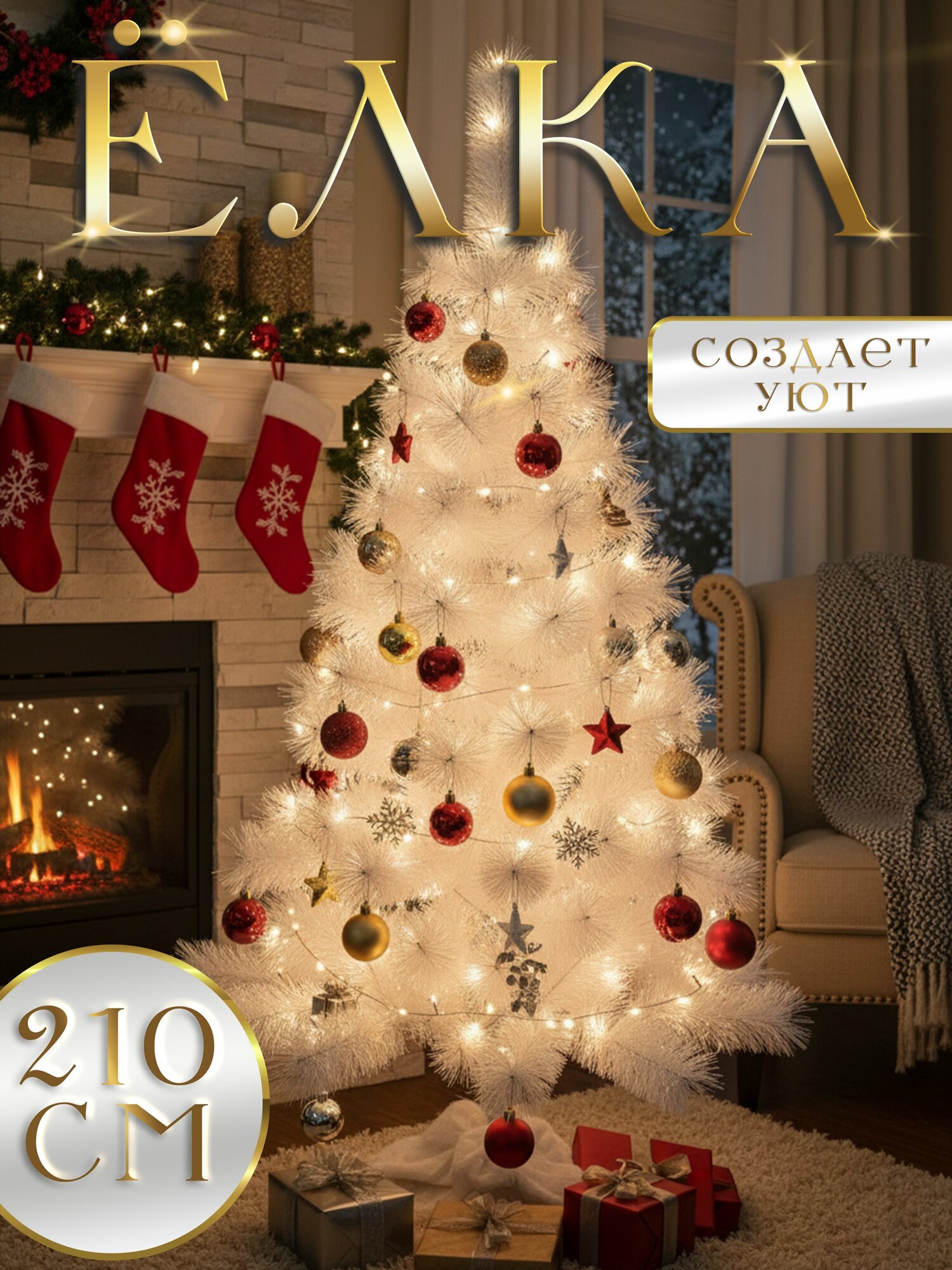 Елка искусственная 210 см белая