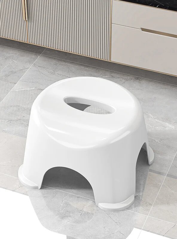 Бытовой маленький табурет, утолщенные прозрачные маленькие табуретки для гостиной, квадратный табурет, штабелируемый журнальный столик, табурет, стул для ванной комнаты Белый, Sitting height 24cm