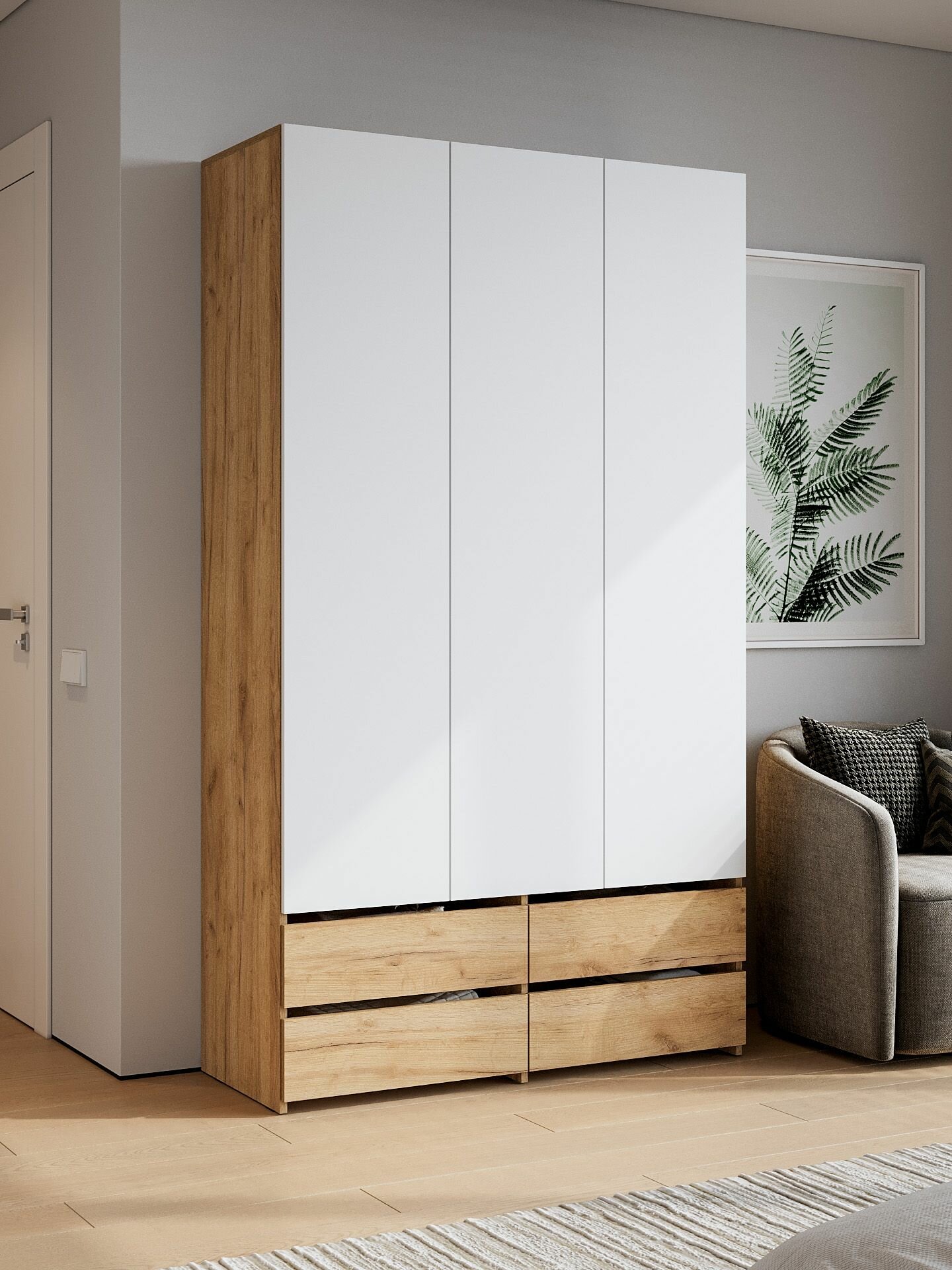 Шкаф 115 см белый/дуб золотой