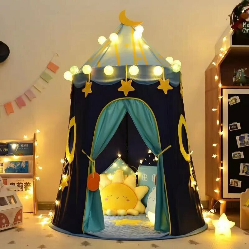 Игровые палатки и домики для детей, вигвам детский, Домик шатер для мальчика/девочек, замок синий-EWR555-HA