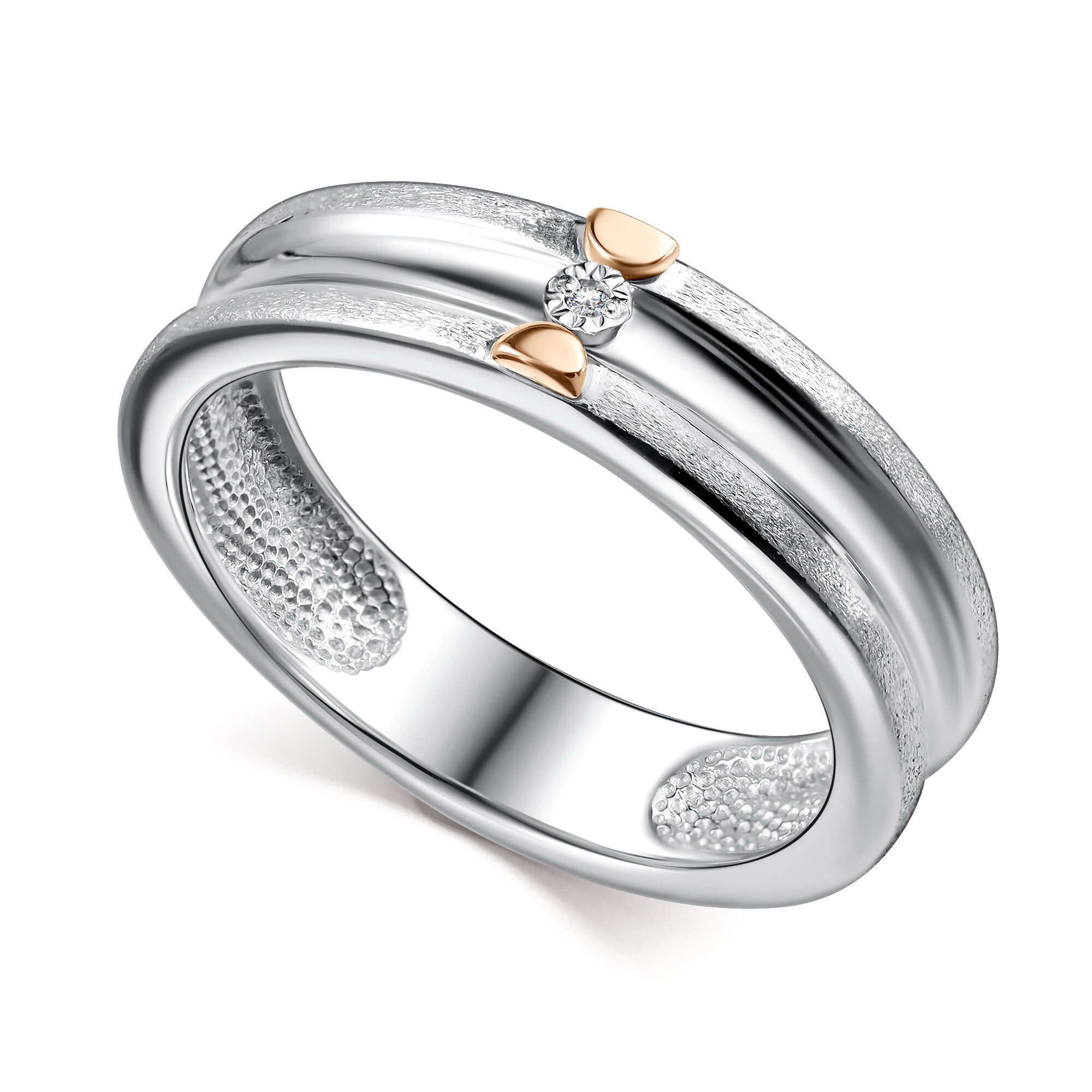 Кольцо, серебро, 925 проба, родирование, бриллиант