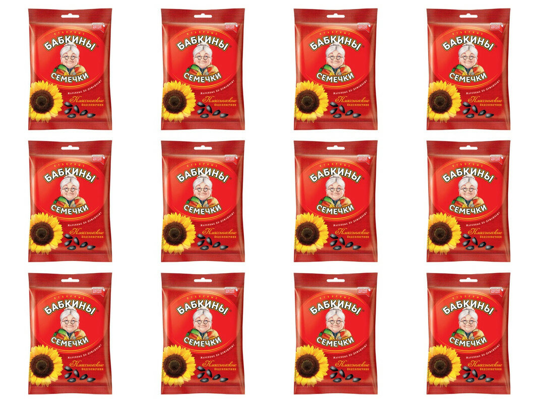 Бабкины семечки Семечки отборные, жареные, 100 г, 12 шт.