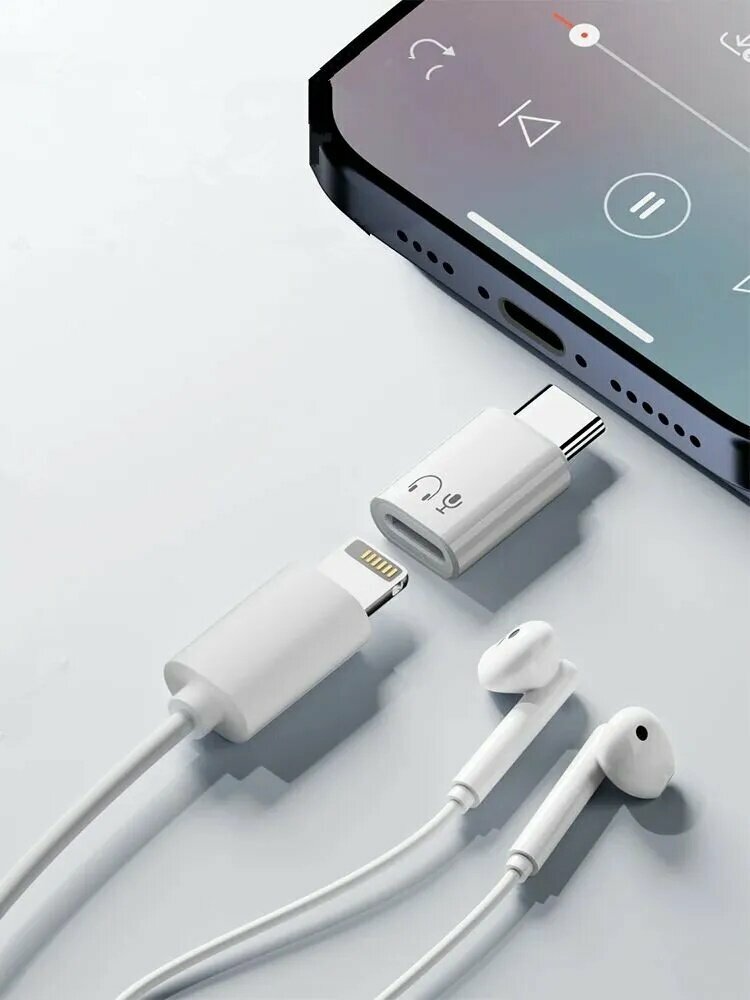 Переходник для наушников iPhone16 15. Для проводных наушников. Адаптер USB C на Audio Adapter Lightning. Переходник для Type C - Lightning