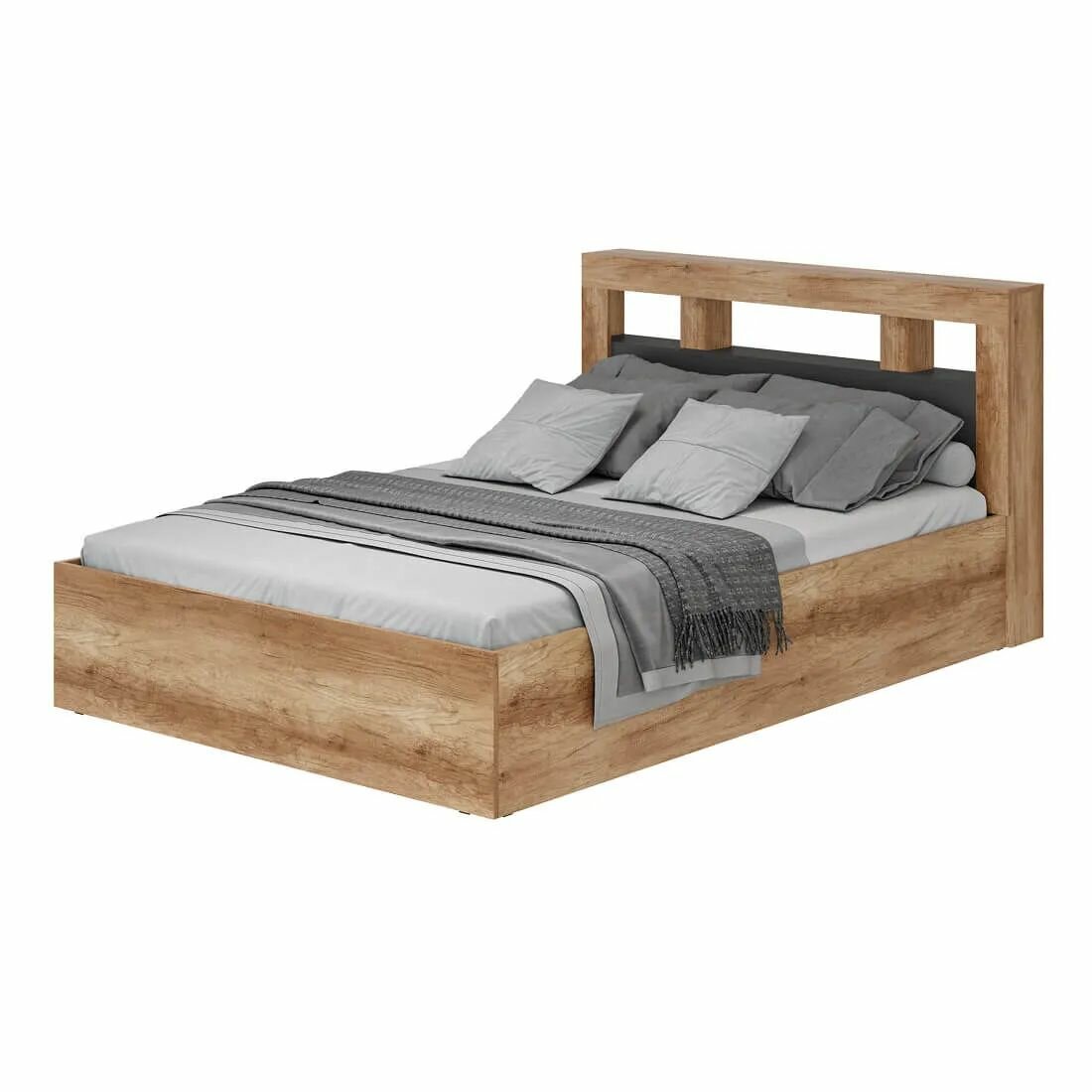 Кровать 1,2 м "Прима" КР-06 Графит/Дуб каньон + настил реечный (Мебелони)