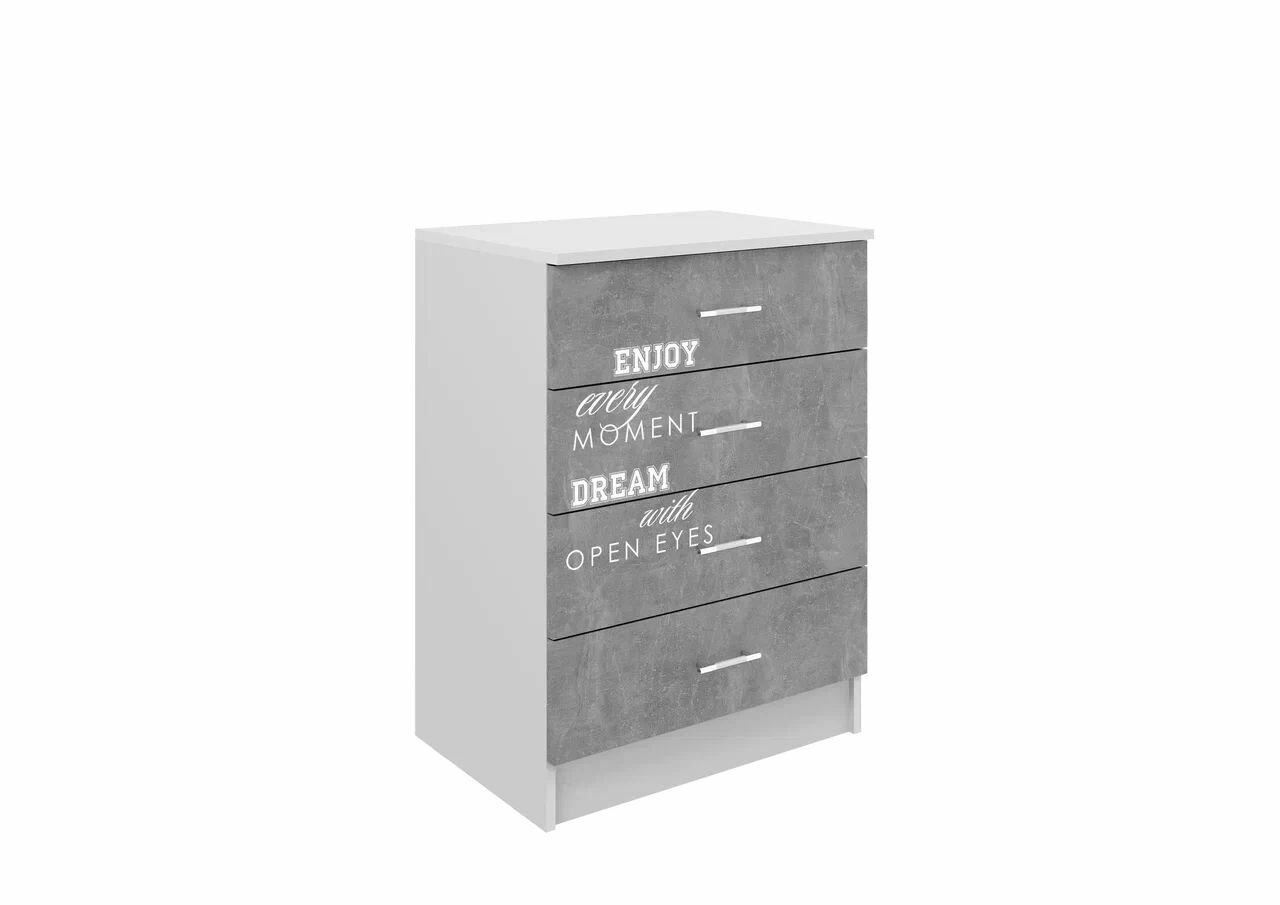 Комод Юниор-2 Лофт (Бетон светлый, белый) 600х816х430 МИФ
