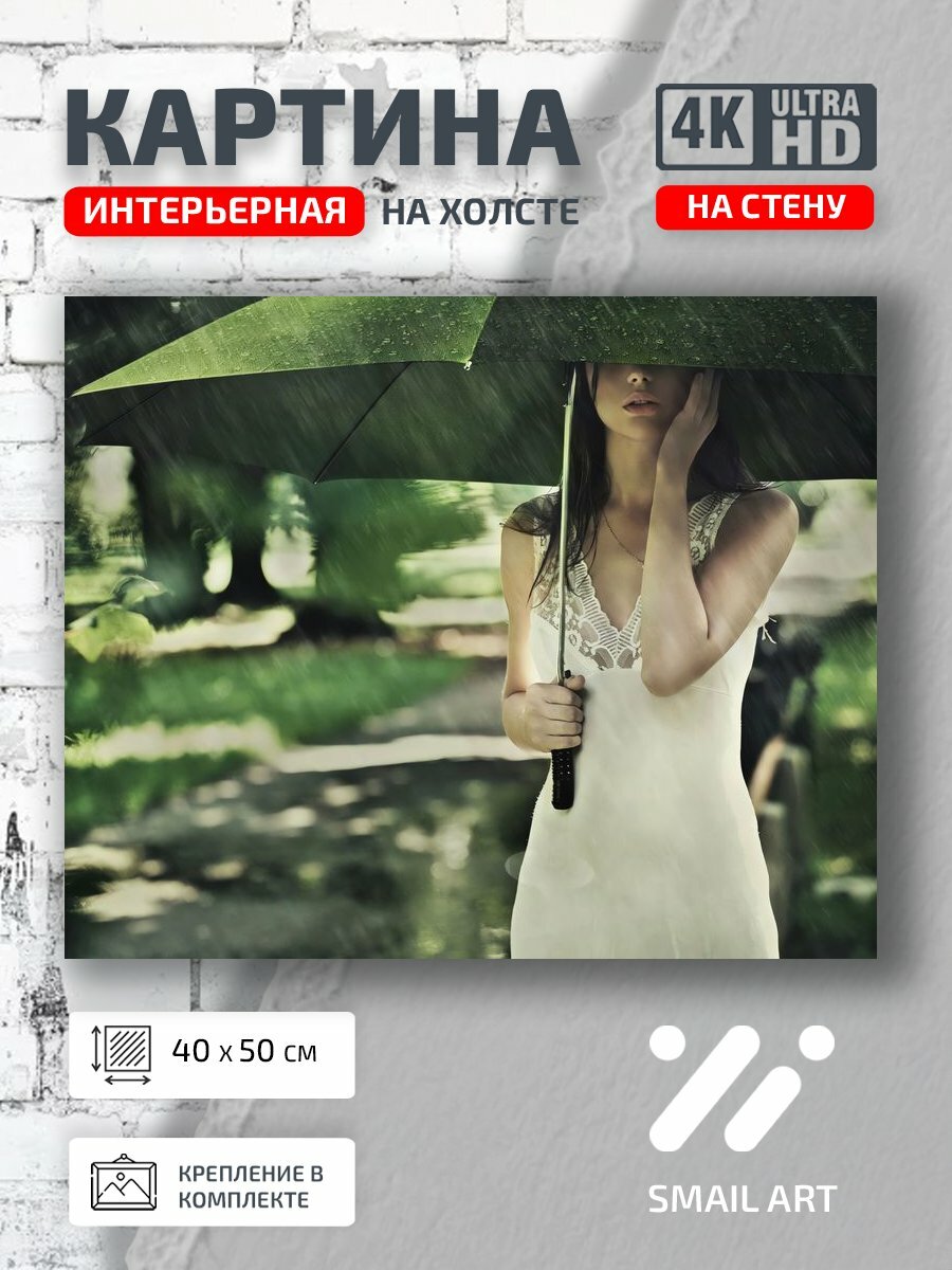 Картина на холсте интерьерная 40 на 50 на стену Дождь Landscape для офиса пейзаж интерьер