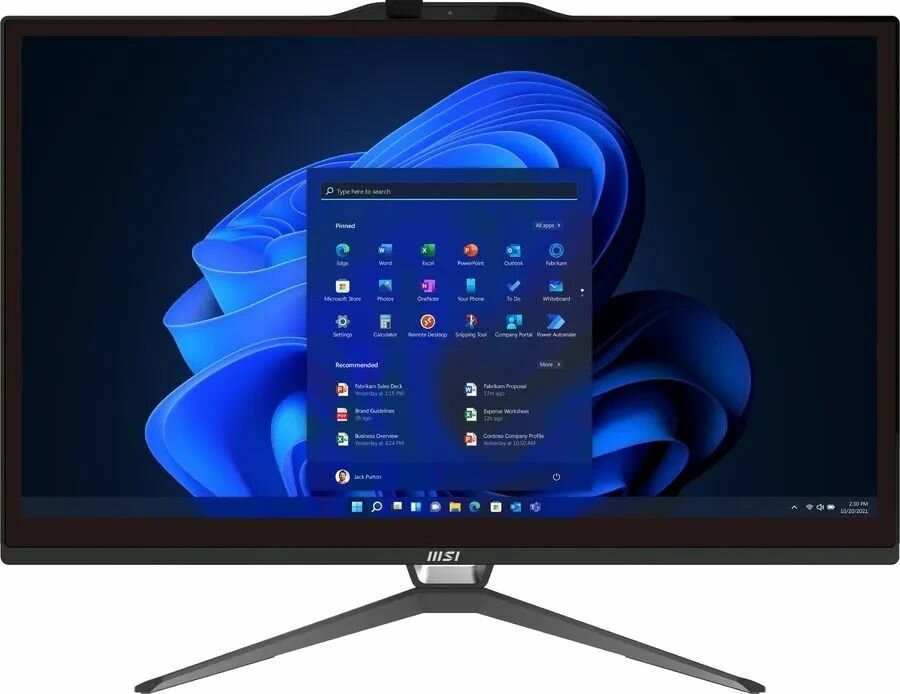 Моноблок MSI Pro AP222T 14M AiO 21,5" FHD IPS AG Touch, Core i3-14100 ,16Gb DDR5, 256GB SSD, Intel UHD, WiFi, BT, camera, Wired KB&mouse Eng/Rus, noOS, Black