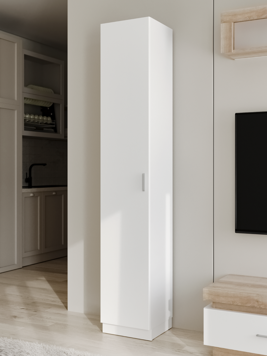 Шкаф пенал с полками Шкаф-пенал напольный в ванную, кухню, в прихожую, для одежды белый