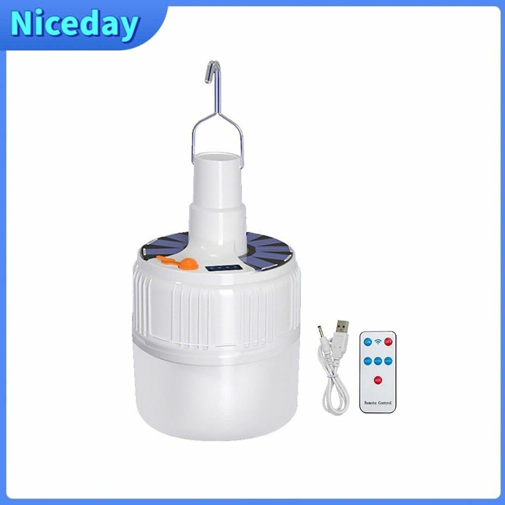 Солнечная перезаряжаемая светодиодная лампочка, с пультом дистанционного управления, для кемпинга