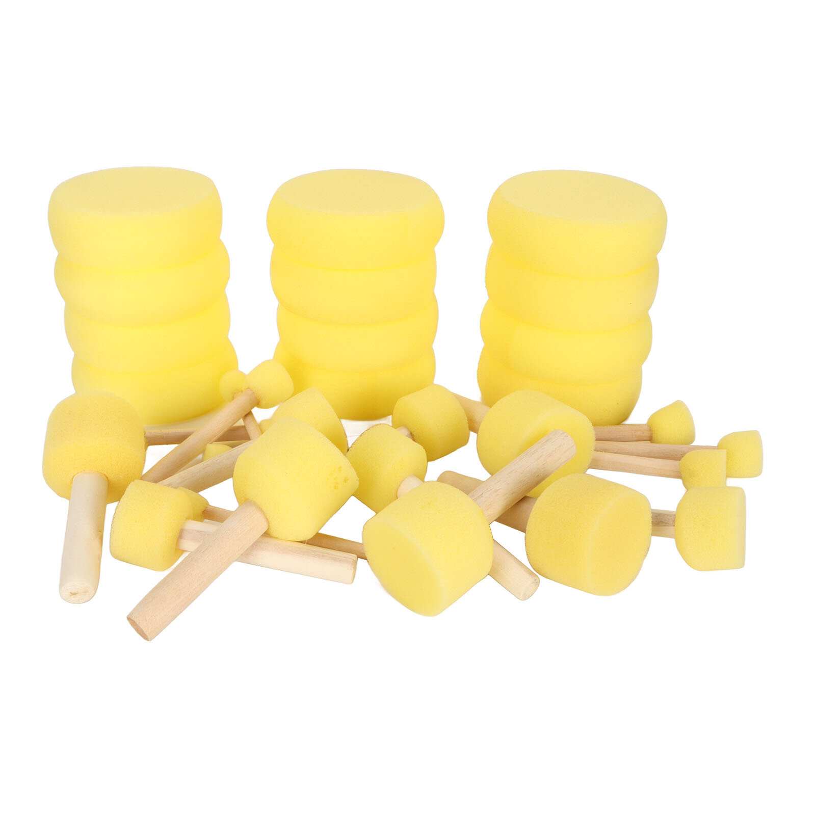 Круглая губка кисти набор для мытья многоразовая деревянная ручка для пены для рисования трафарет