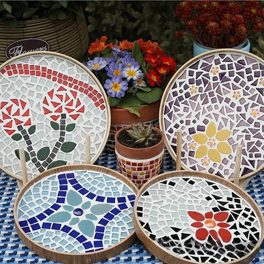 Ручная мозаичная плитка с нерегулярной формой листьев из керамических кусочков