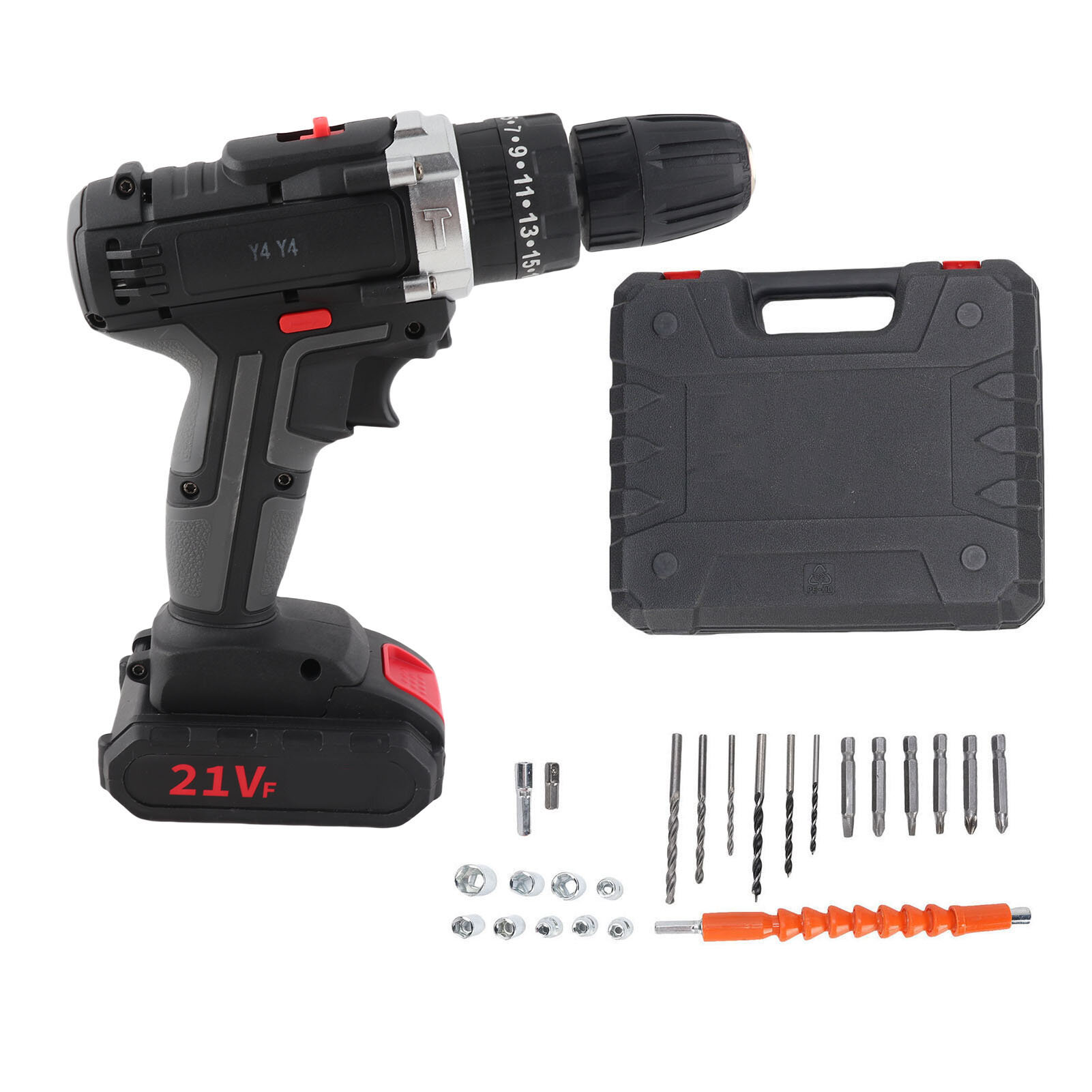 Аккумуляторная дрель, 1450 об/мин, 25 крутящих моментов (по часовой и против часовой стрелки), многофункциональный набор для домашних работ, вилка европейского стандарта.