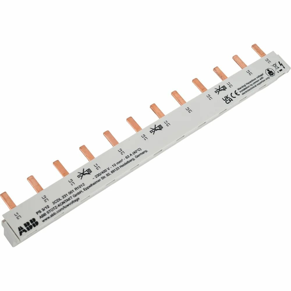 Шинная разводка ABB PS3/12 Comp(PIN) 3-фазная, 2CDL231001R1012