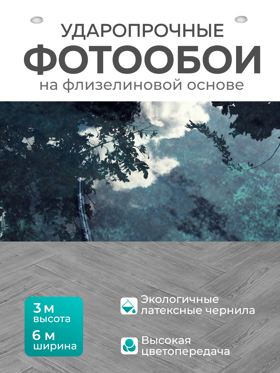 Фотообои моющиеся ударопрочные "Отражение, дорогой, вода" 600x300 см. флизелиновые на стену