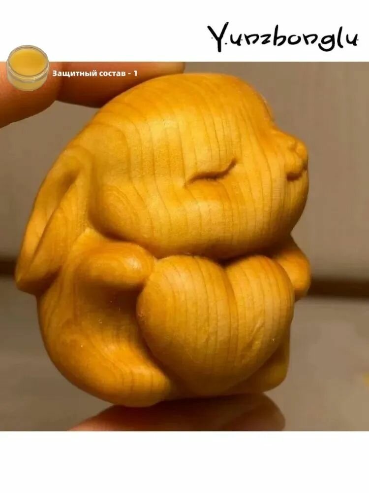 Статуэтка кролика, Натуральная древесина, Туя восточная, Резьба по дереву