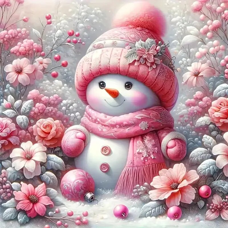 Алмазная вышивка снеговик, 50x50 см, Full Square, Цвет 3635
