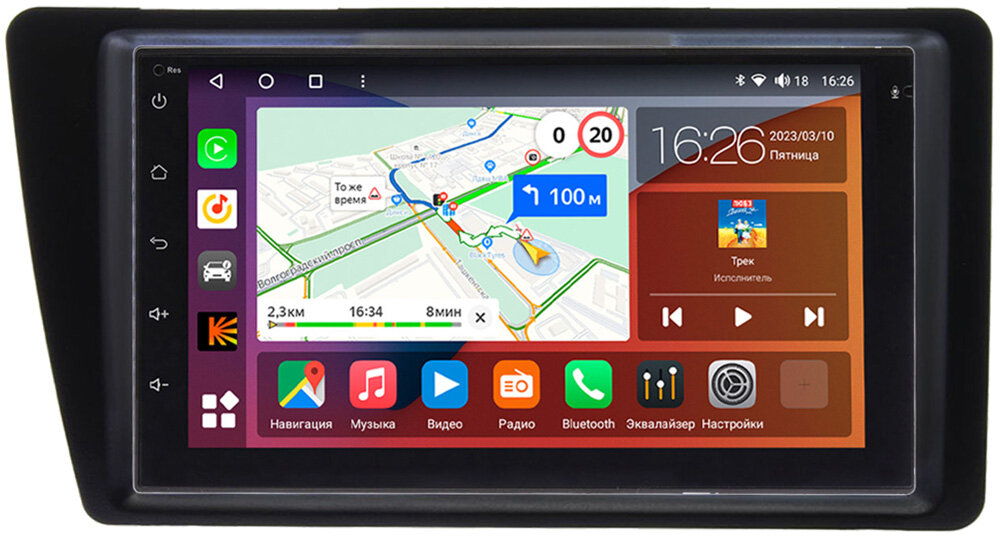 Штатная магнитола Honda Civic 7 2000-2006 (черная, правый руль) Canbox H-Line 4474-RP-11-509-266 Android 10 (4G-SIM, 8/256, DSP, QLed)