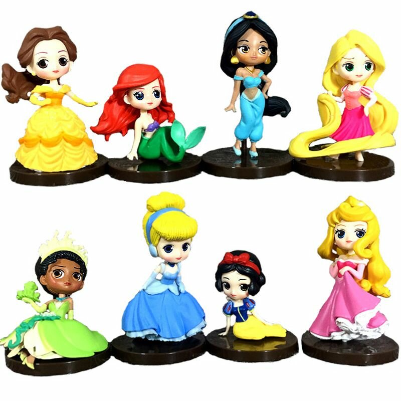 Жасмин Аврора Золушка Принцесса Рапунцель Ариэль Тиана аниме фигурки 8шт