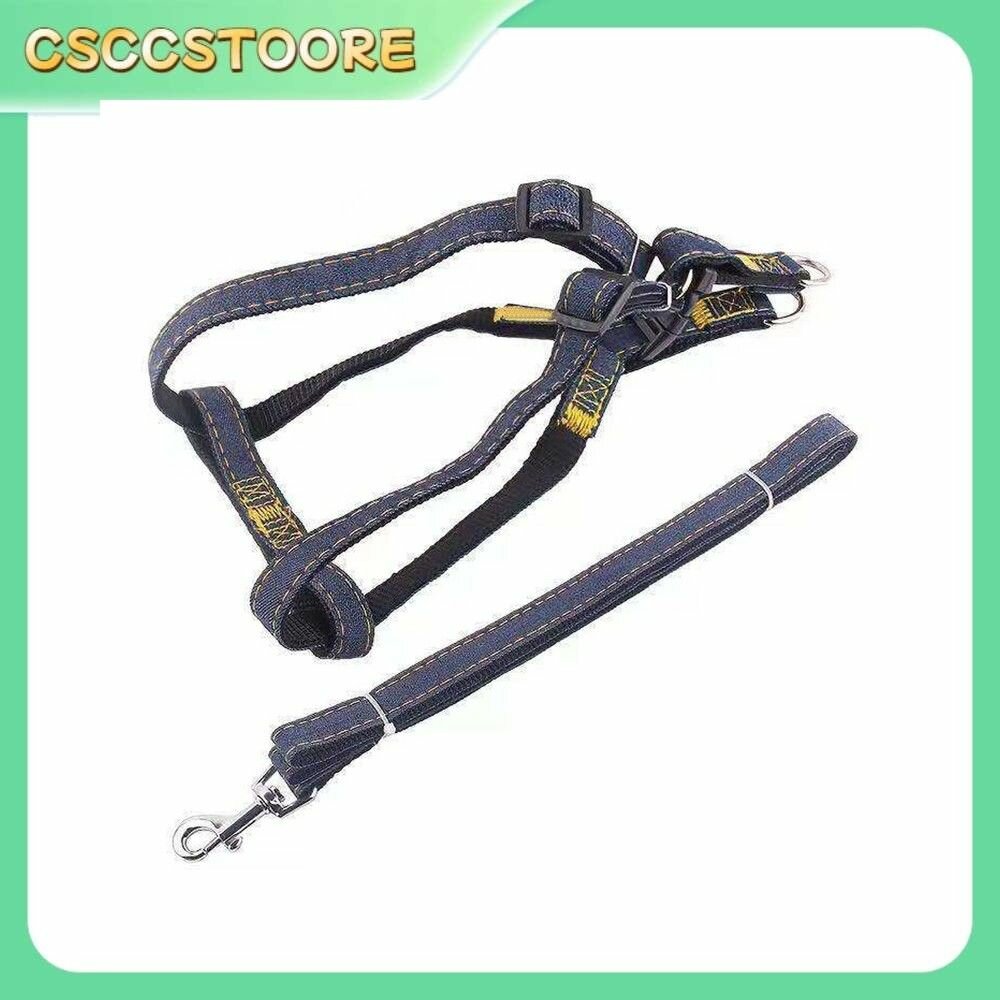 Собачий комплект шлейки и поводка, регулируемый, цвет черный, размер L