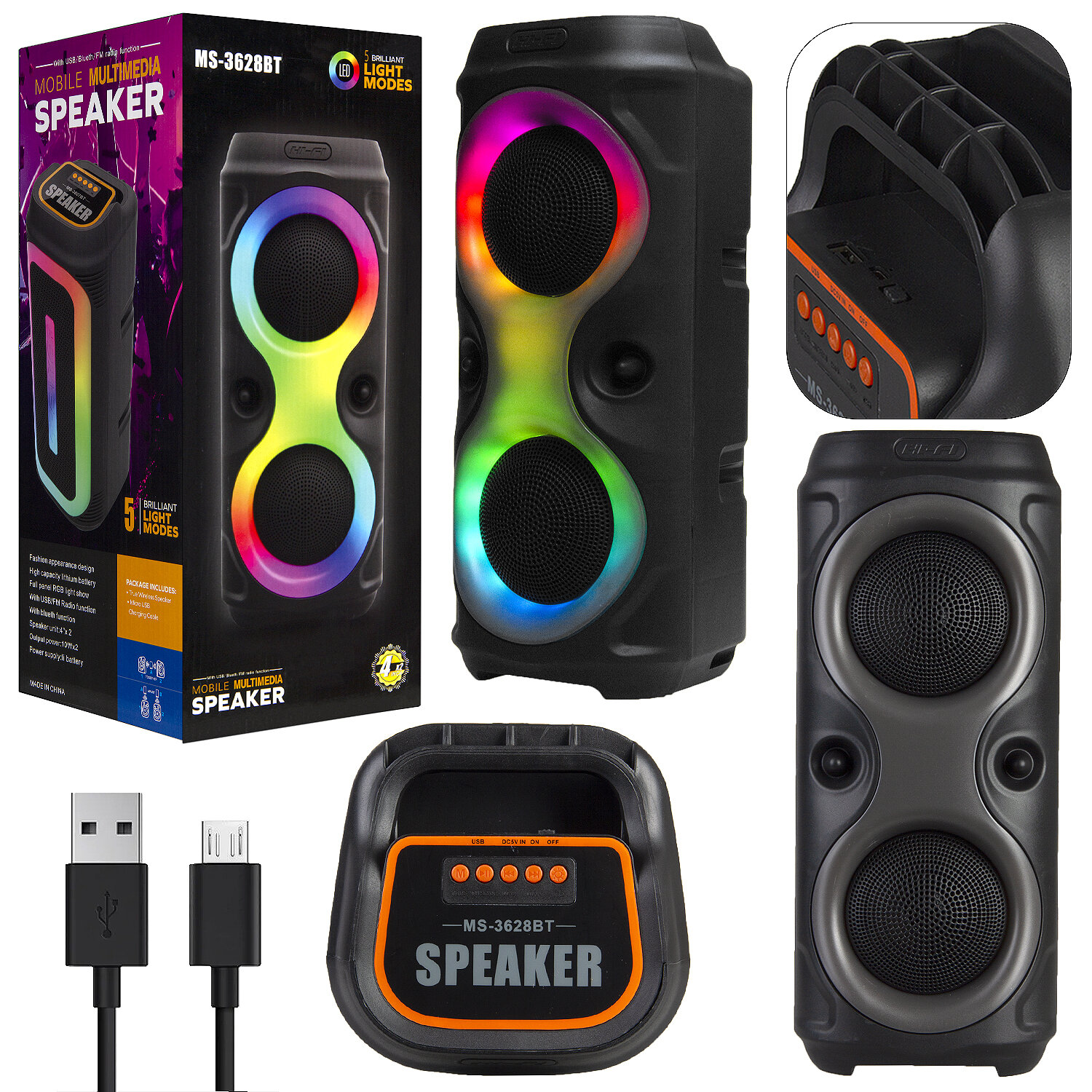 Портативная колонка Supled MS-3628BT, черный*