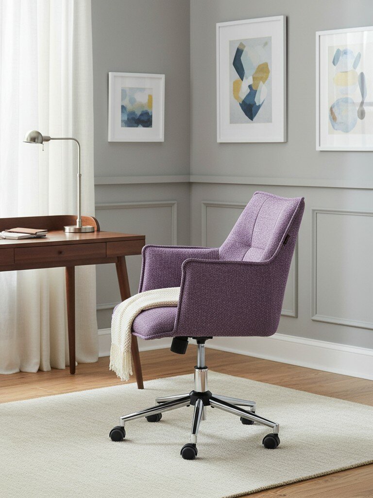 Кресло компьютерное офисное TetChair Lutz/Луц, хром, велюр/букле, shape wood rose