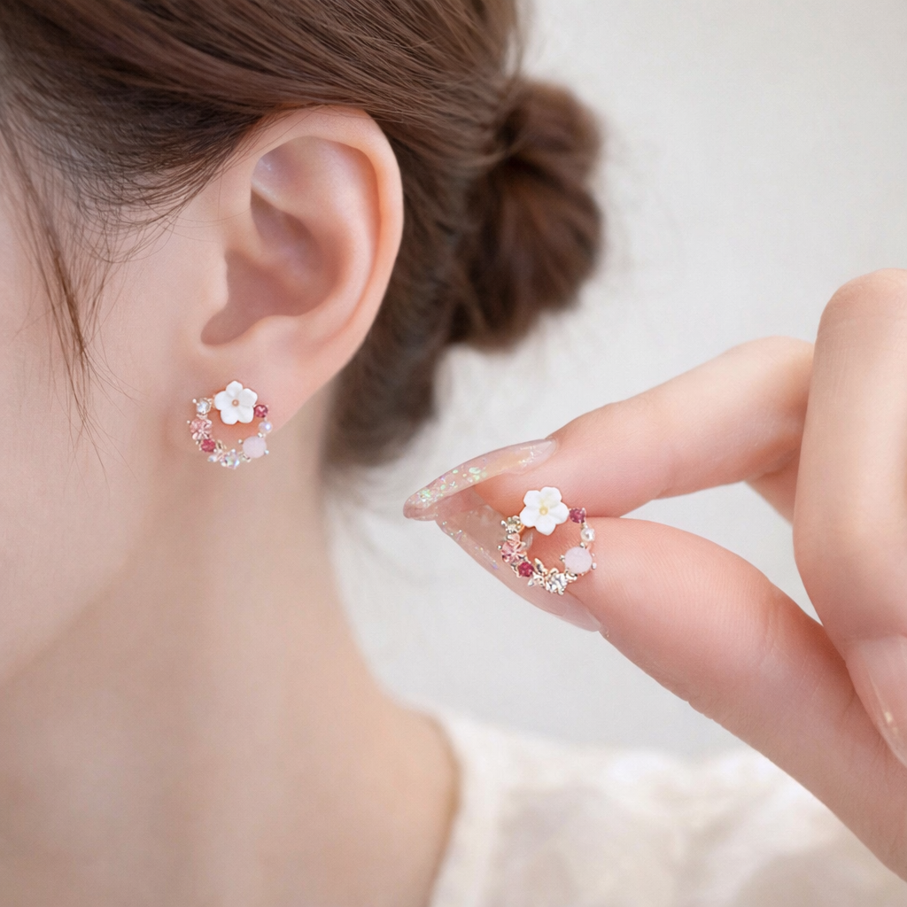 Серьги пусеты, жемчуг имитация