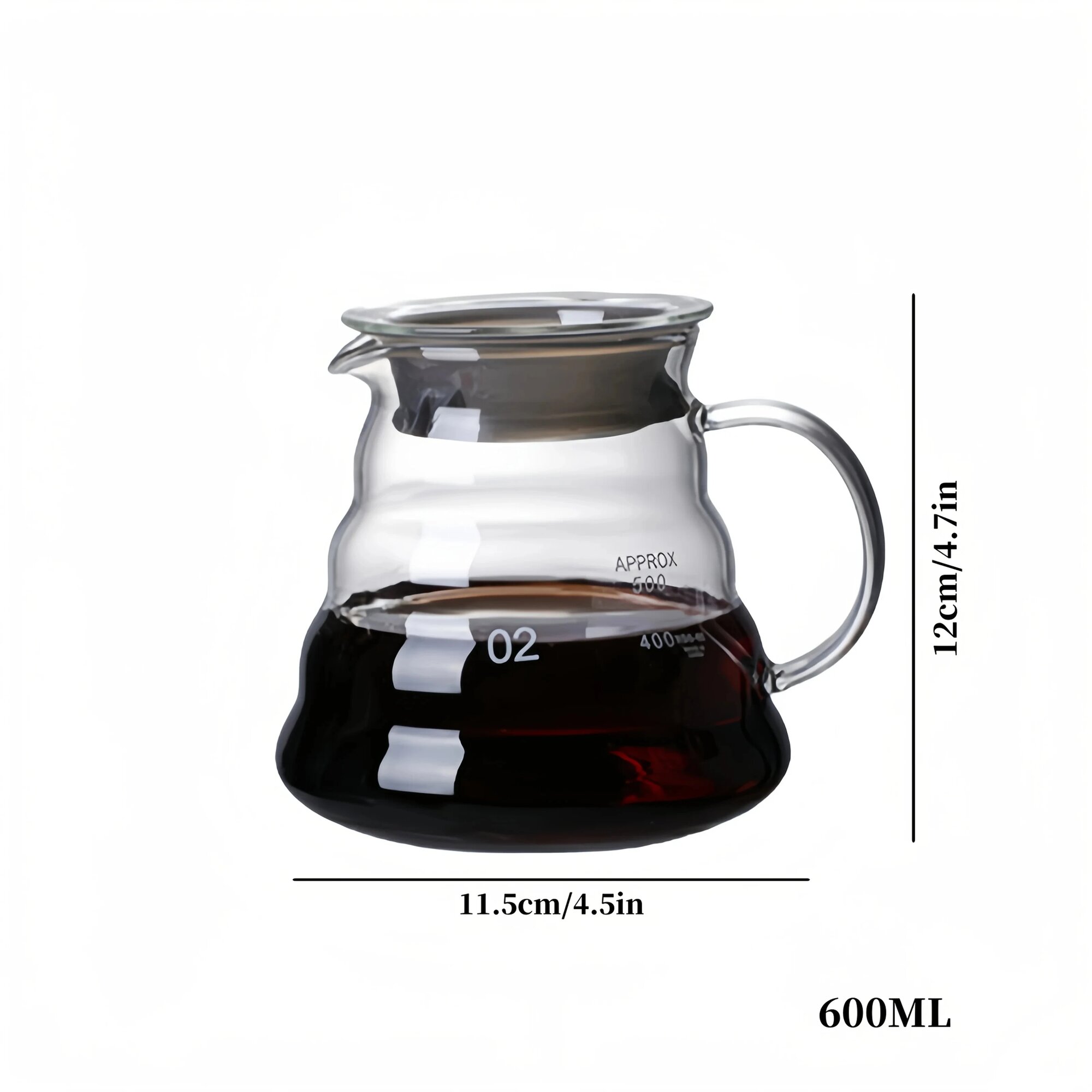 Стеклянный кофейник easy time 360/600/800 мл M 600ML