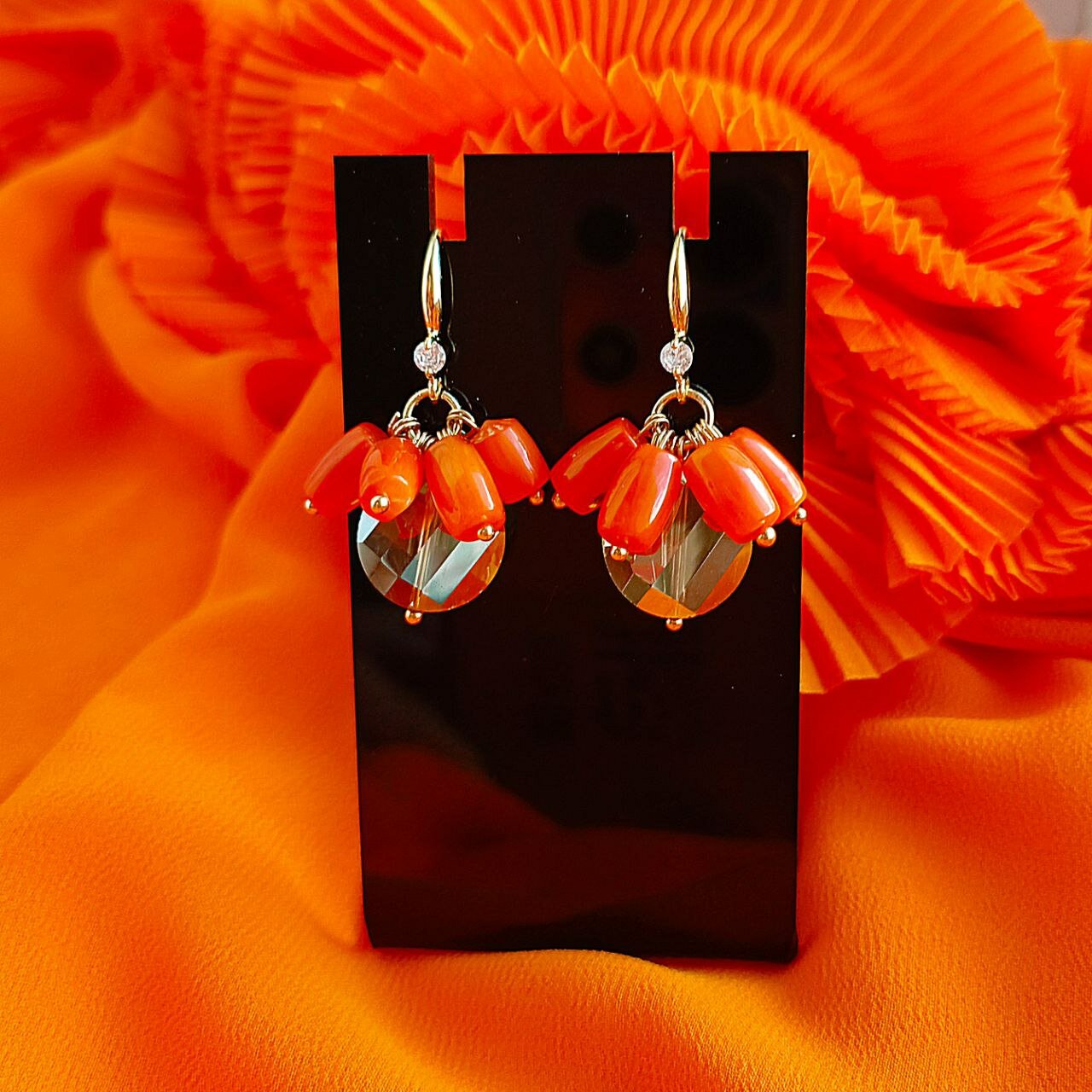 Серьги, коралл