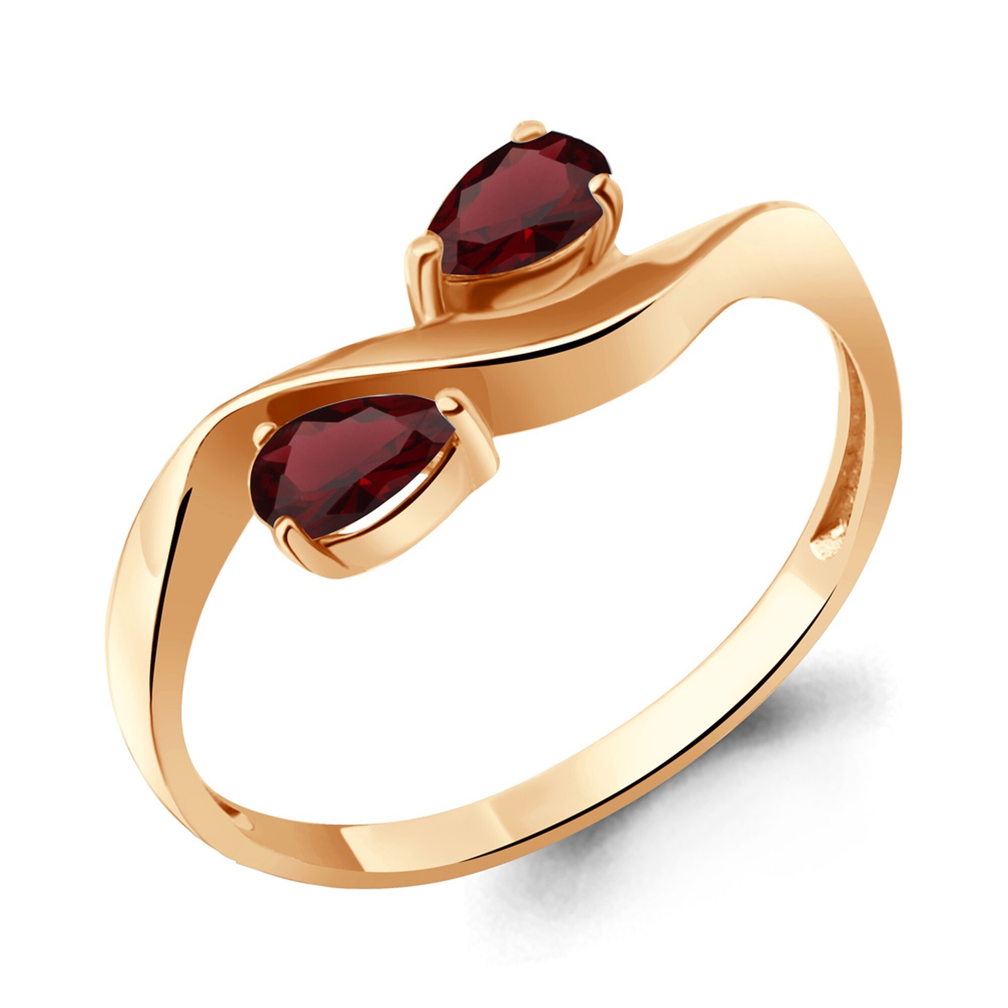 Кольцо, серебро, 925 проба, золочение, гранат