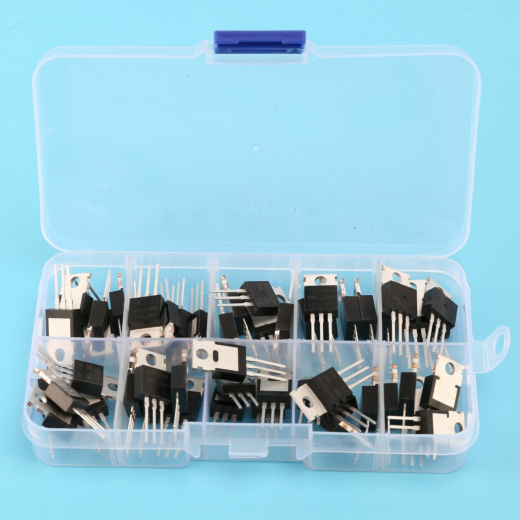50 шт. 10 типов набор MOSFET-транзисторов серии IRF включая IRFZ44/510/520/530/540/640/740/840/3205/9540