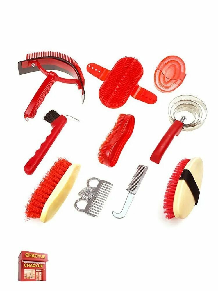Набор ухода за лошадью. Щетки для лошади чистки, груминга. 10 шт