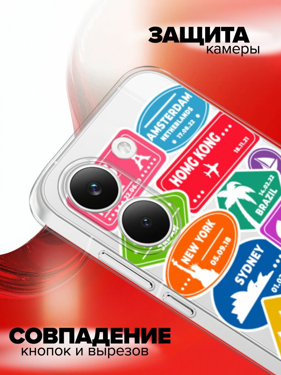 Чехол на Poco X8 Pro / Поко X8 Про с принтом Наклейки путешественника — фото 1