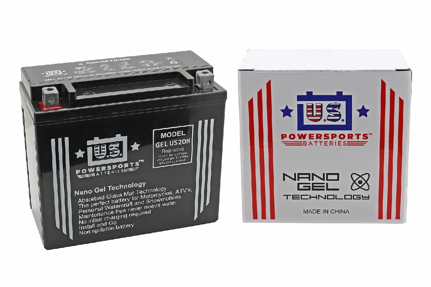 Аккумулятор 12В18Ач POWERSPORT YTX20-BS (1218) NANO GEL (175*87*154)