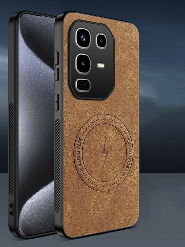 Роскошная кожа MagSafe чехол для Infinix Note 50 Pro / Infinix Note 50 Pro 4G модный, простой