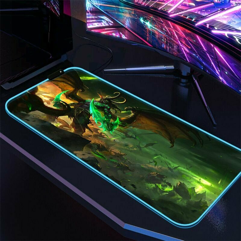 Игровой коврик World of Warcraft, противоскользящий, RGB, нескользящая основа