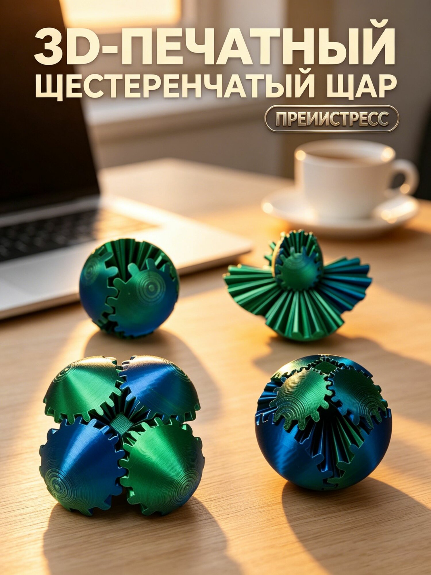 3D-печатная игрушка-антистресс шестеренчатый шар кубик-рубик для снятия стресса и фокуса, плавное бесшумное вращение с защитой от выпадения деталей
