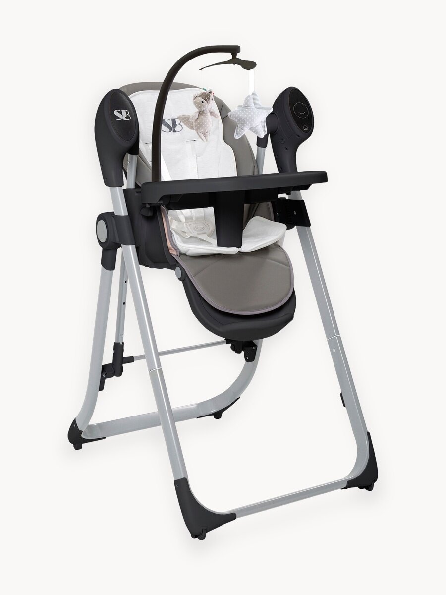 Стульчик для кормления - Электрокачели Sweet Baby Amuleto Steel Grey
