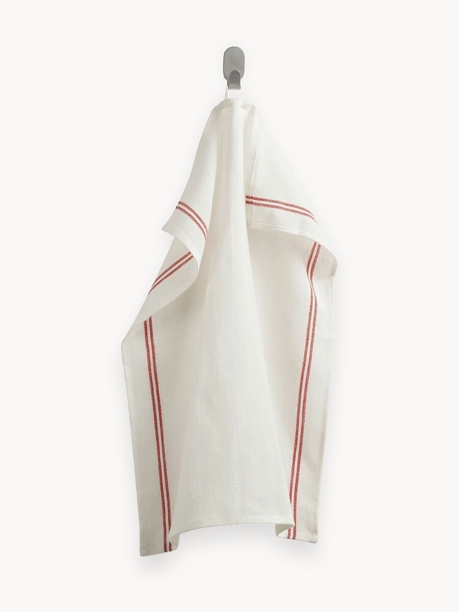 HILDEGUN Полотенце кухонное белое с красными полосами, 45x60 см, IKEA