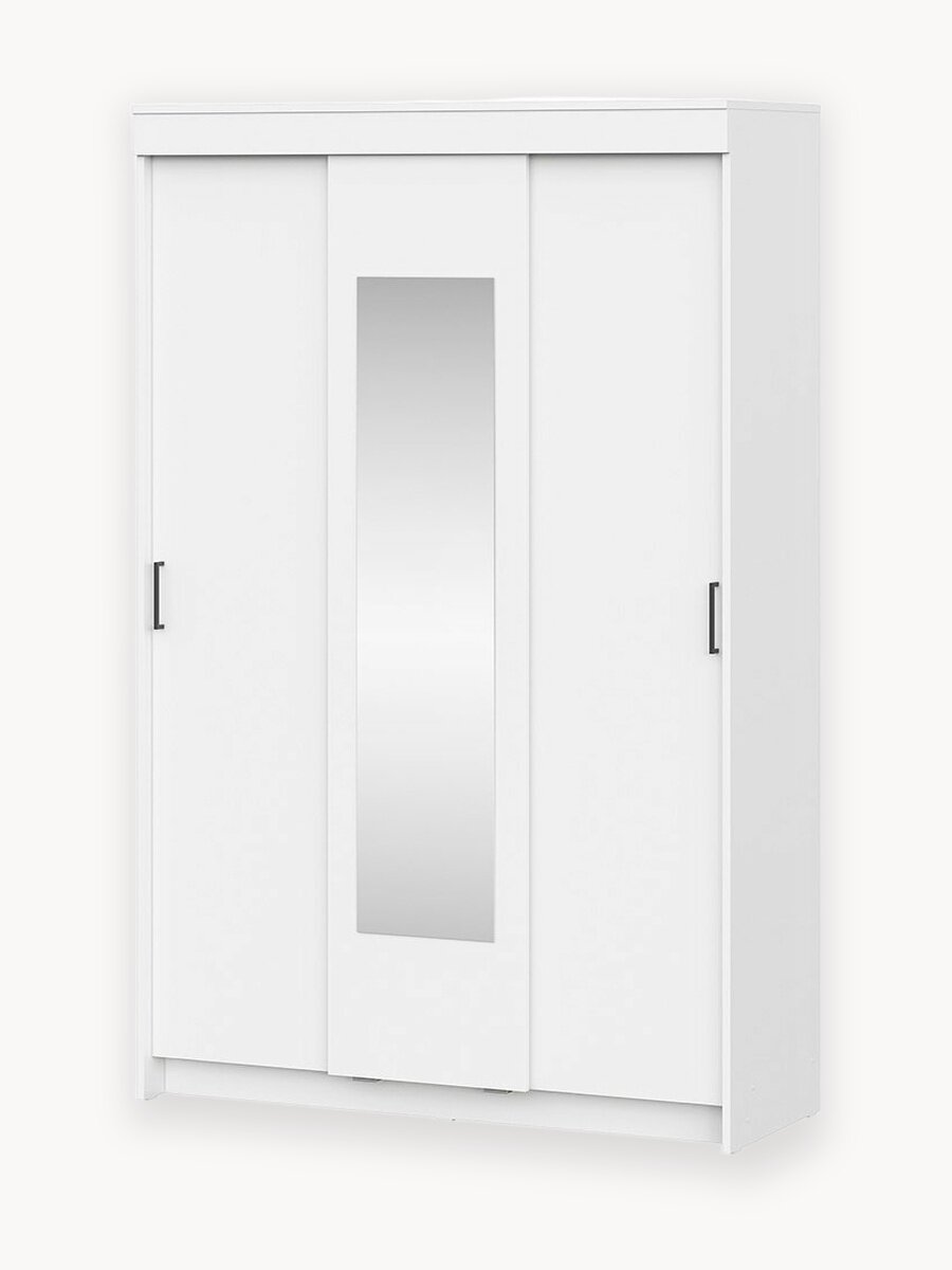 Шкаф-купе для одежды Hoff Капри, 130,1х201,6х50 см, с зеркалом, цвет белый текстурный