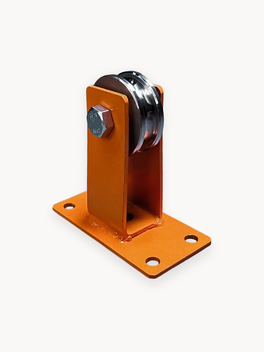 Блок монтажный ф40 окрашенный с площадкой спецдеталь шкив-ролик с подшипником и канавкой для веревки