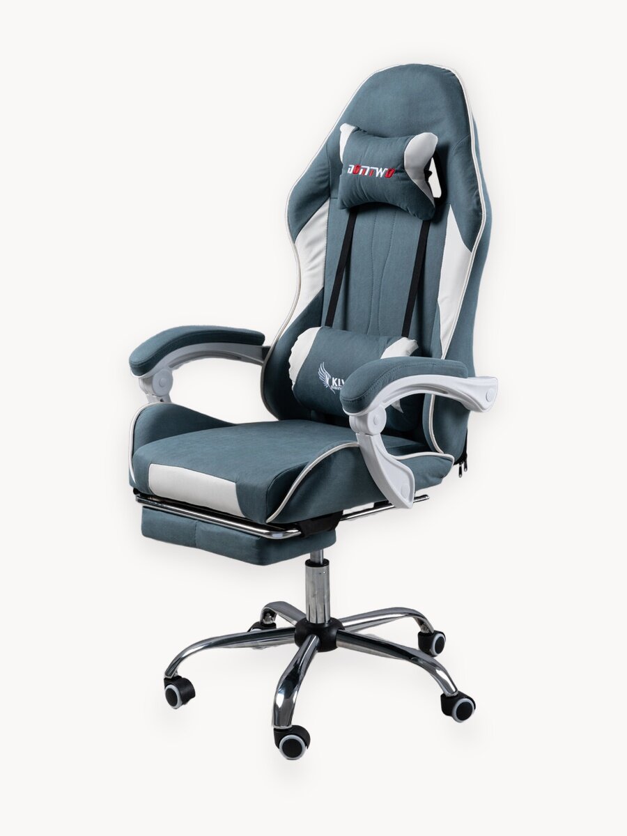 Компьютерное игровое кресло с подставкой для ног, цвет синий