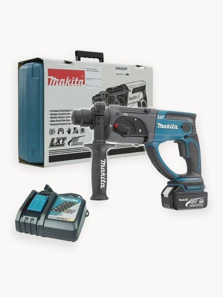 Аккумуляторный перфоратор Makita DHR202RF 18В LXT 2Дж. 4000 уд/мин (1АКБ 3Ач, З/У, кейс)