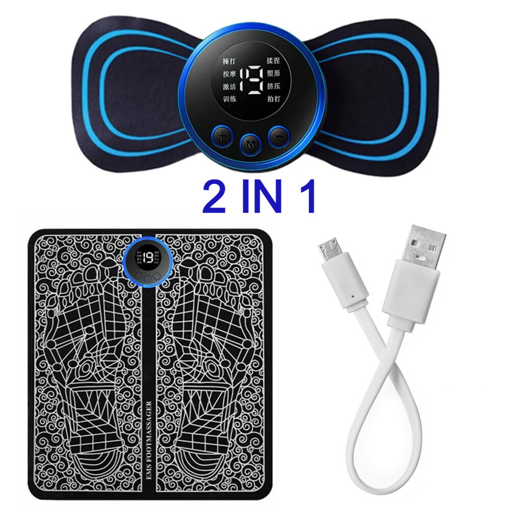 Массажер для ног EMS с импульсным массажером Ems 2 в 1, перезаряжаемый и портативный