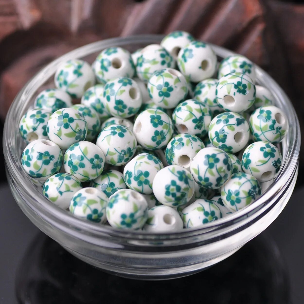 Керамические бусины Dreamzeal 10 шт, цветы, 10 мм, 12 мм 10mm, Pattern 111