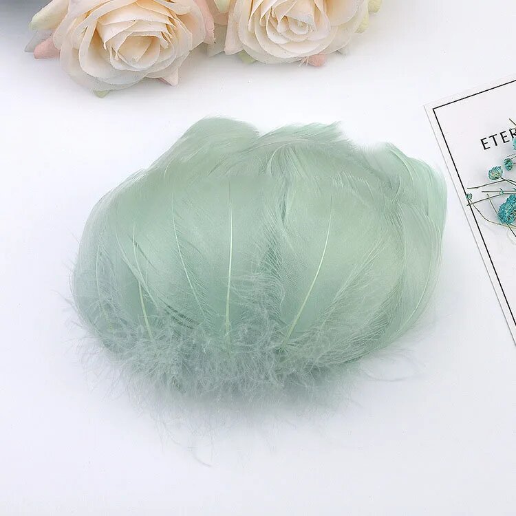 Цветные гусиные перья 100-500 шт для рукоделия Изумрудный, 7-12cm 100pcs, IceGreen