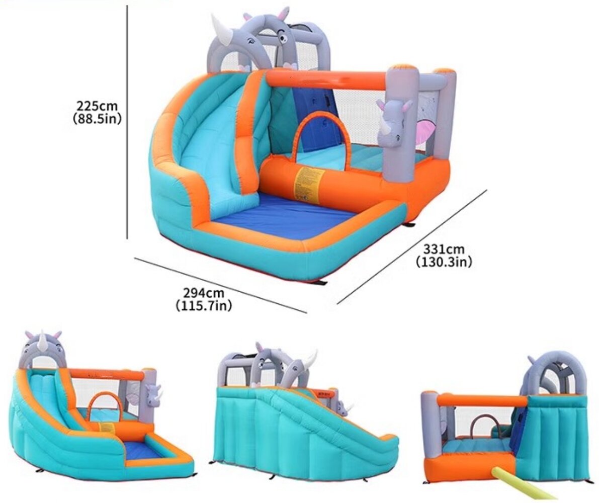 Детский надувной замок с горкой и батутом, Надувная складная игровая площадка