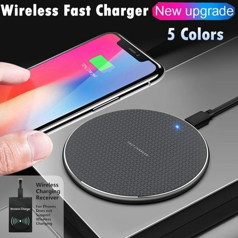 Беспроводное зарядное устройство для мобильного телефона, универсальная настольная ультратонкая круглая зарядная док-станция из алюминиевого сплава для iPhone, Samsung, Android