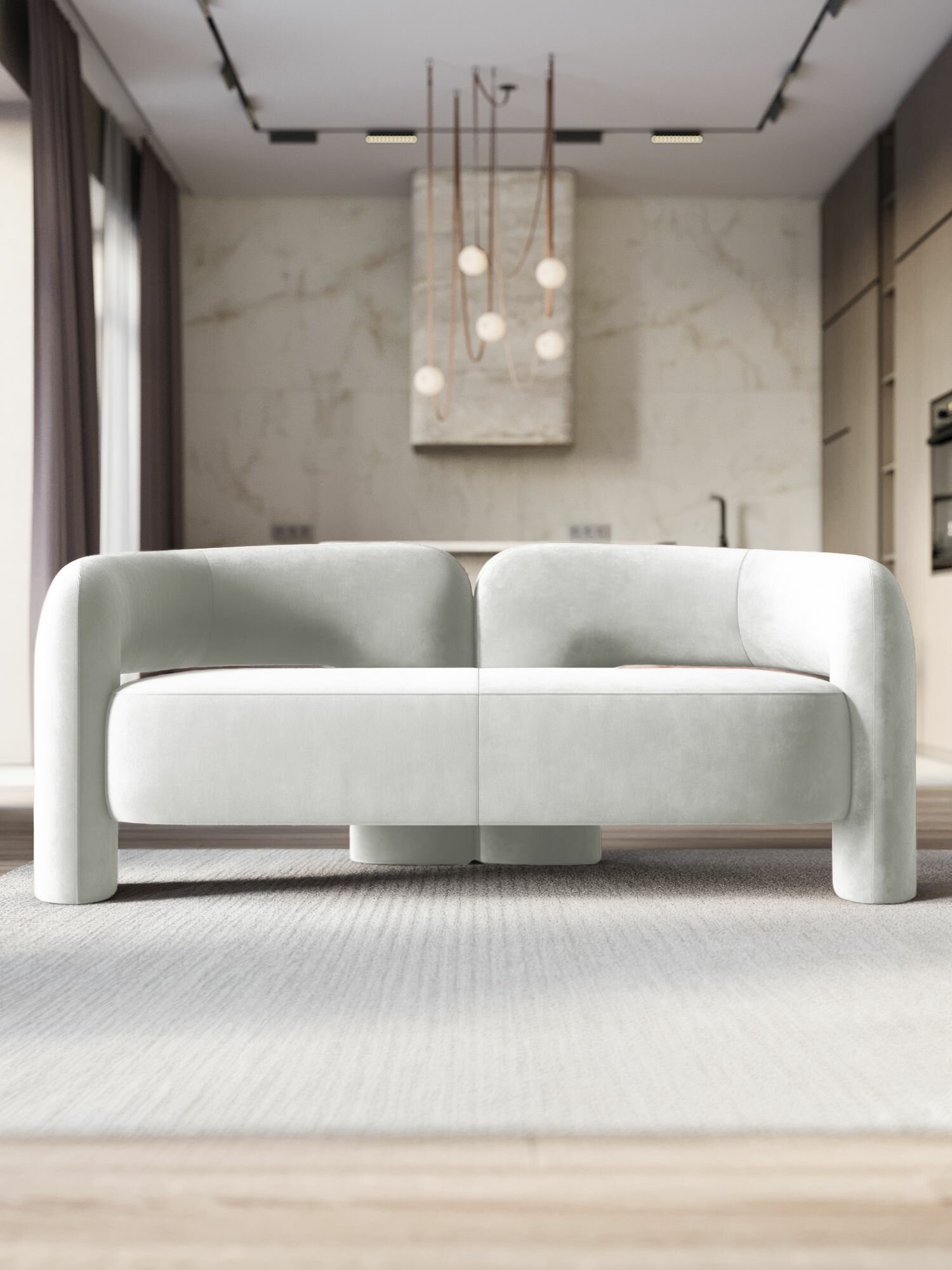 Диван дизайнерский AZZURRO, велюр 184см. , цвет фиор айвори прямой